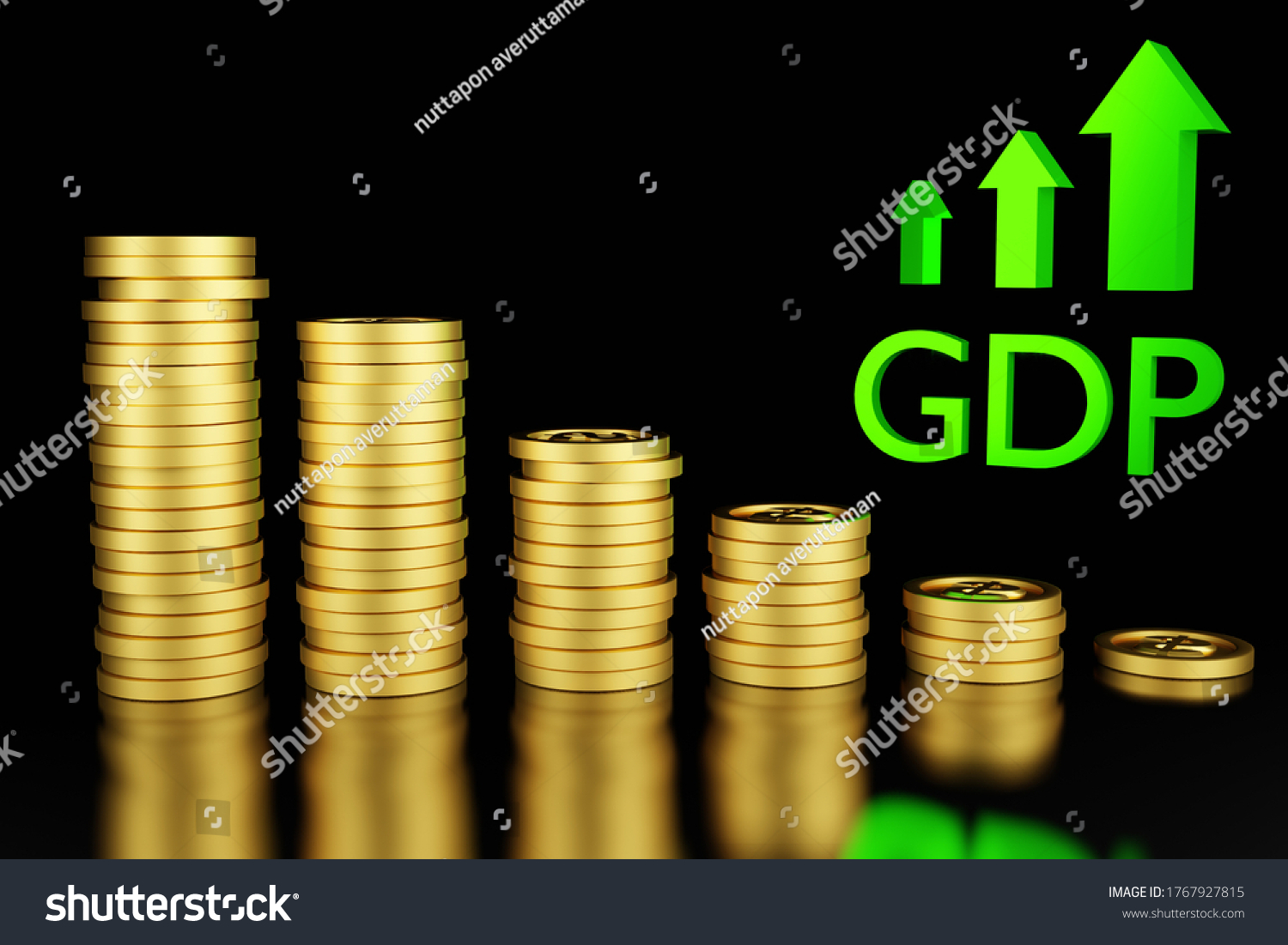 Gdp Arrow Stacks Gold Coins Growth Stock Illustration 1767927815 | Shutterstock