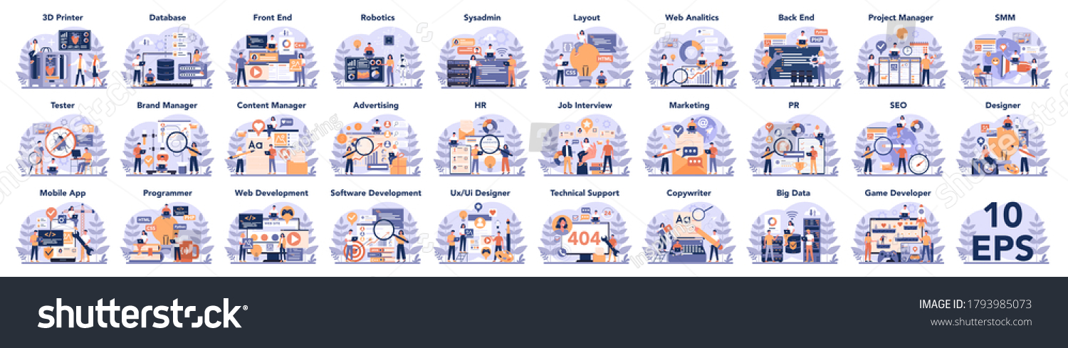 Big Profession Set Programmer Write Software Stock Vector (Royalty Free) 1793985073 | Shutterstock