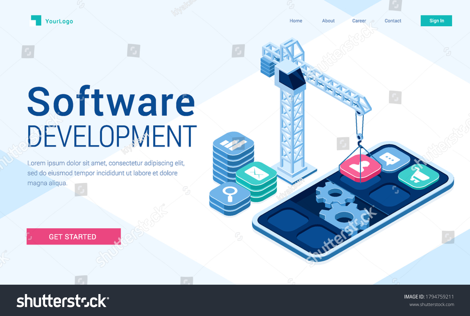 Software Development Landing Page: Over 8,295 Royalty-Free Licensable Stock Vectors & Vector Art ...