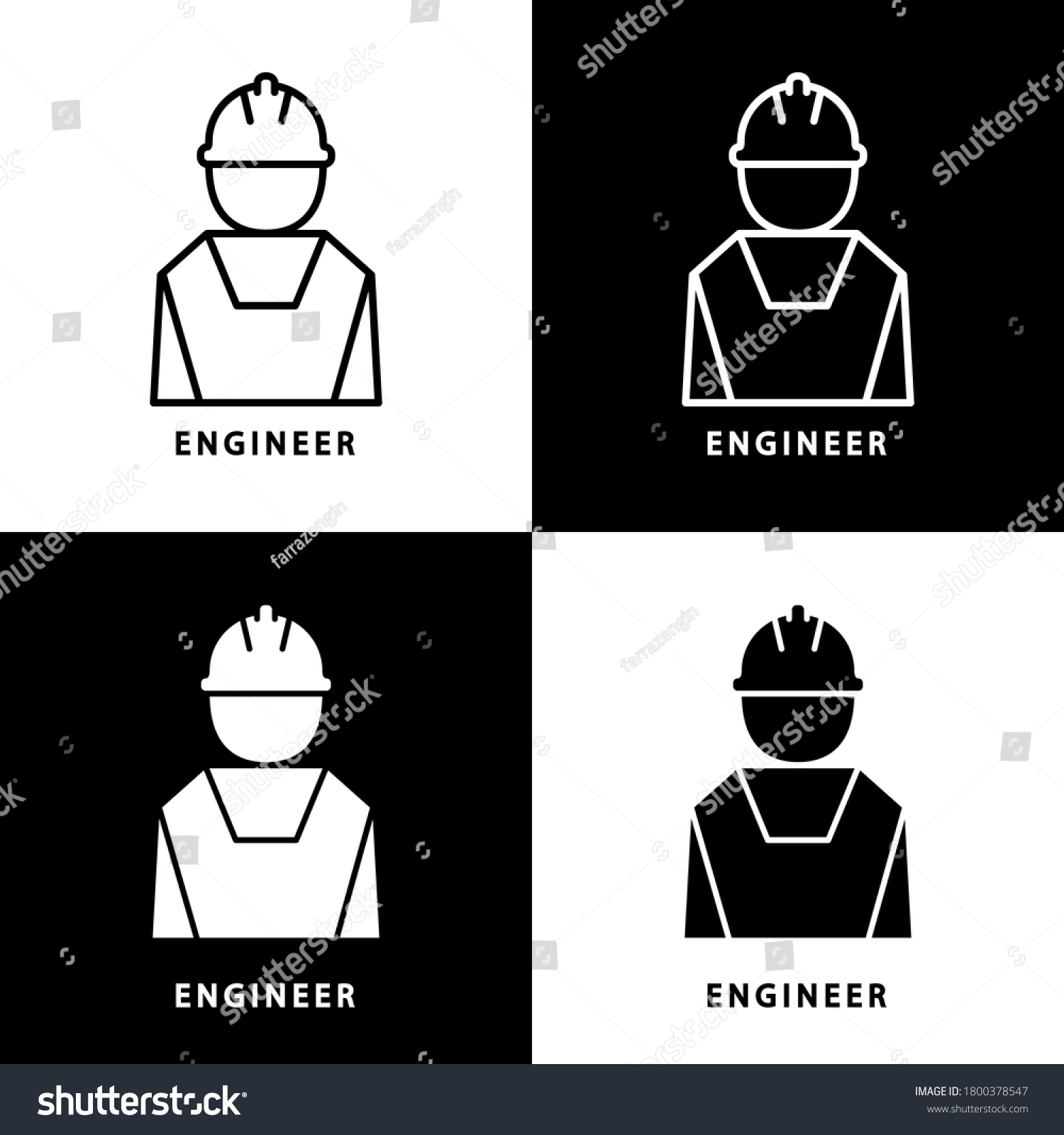 Engineer Icon Logo Line Flat Solid Stock Vector (Royalty Free ...