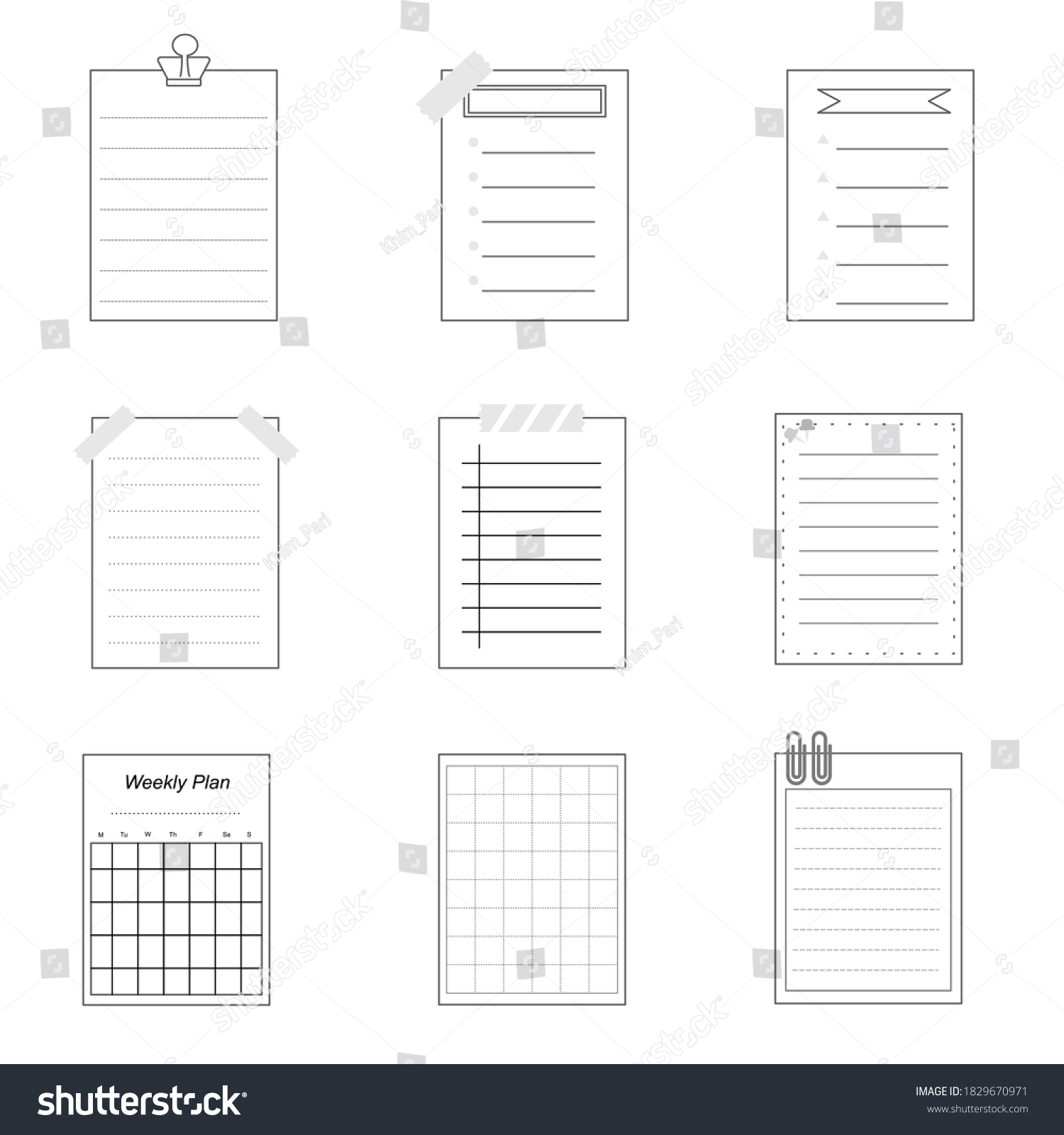 Illustrator Vector Set Note Paper Template Stock Vector (Royalty Free ...