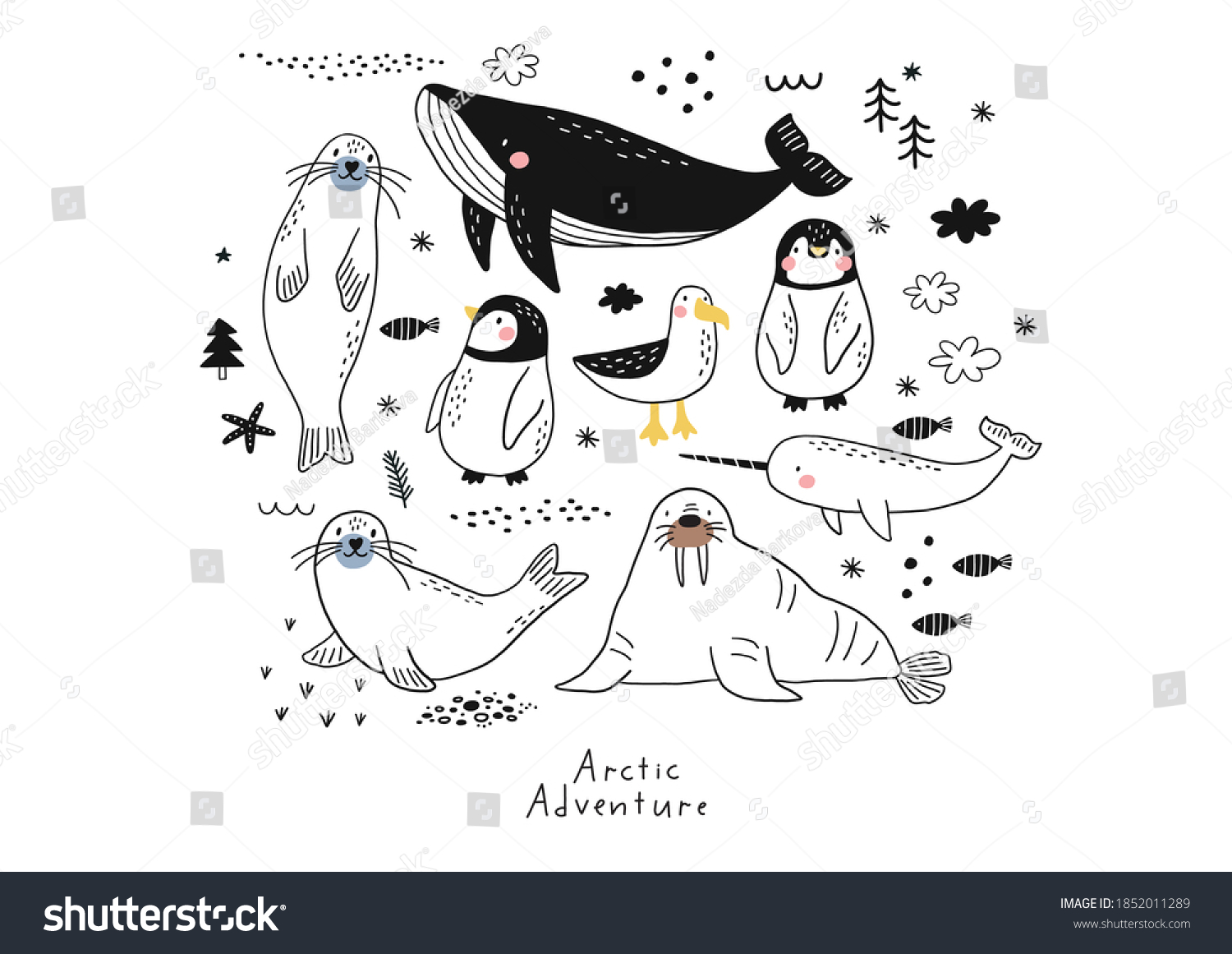 Vector Cute Arctic Animals Polar Bear Stock Vector (Royalty Free ...
