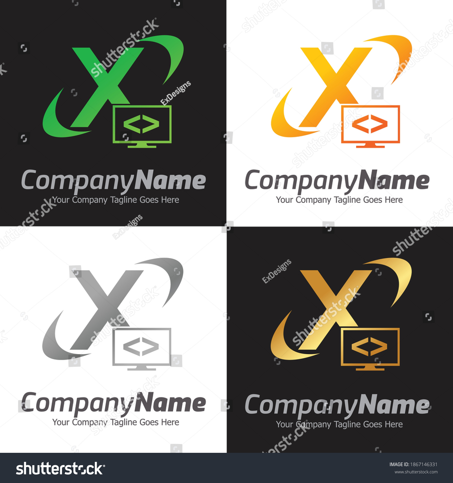 Programming Code Computer Monitor Logo Template เวกเตอร์สต็อก ปลอดค่าลิขสิทธิ์ 1867146331