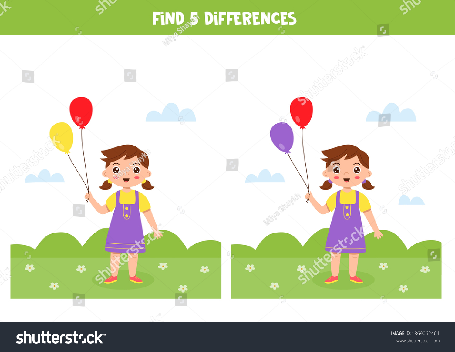 Find Five Differences Between Two Pictures Stock Vector (Royalty Free ...