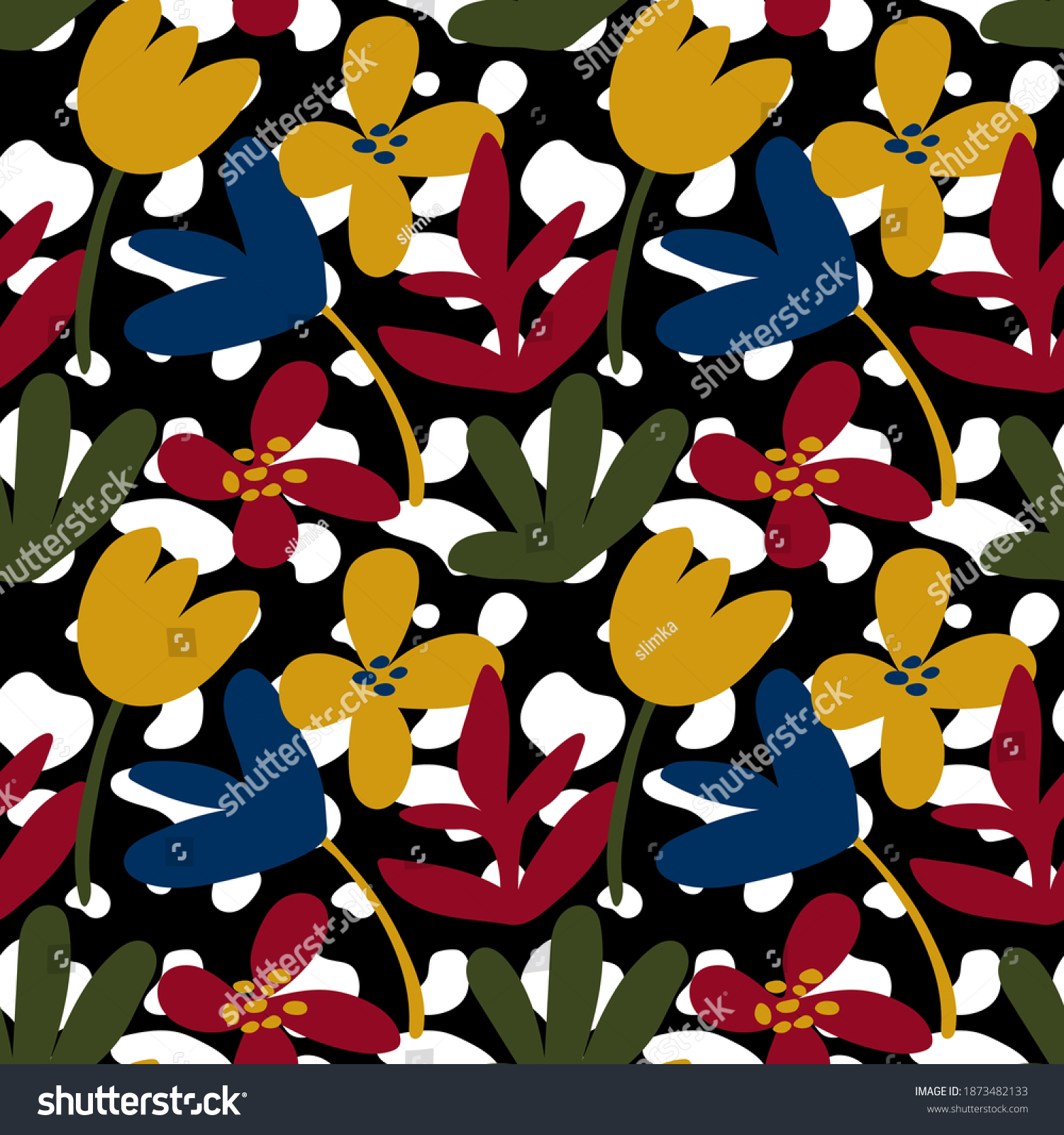 Seamless Repeating Pattern Flowers Vector Illustration Stock Vector ...