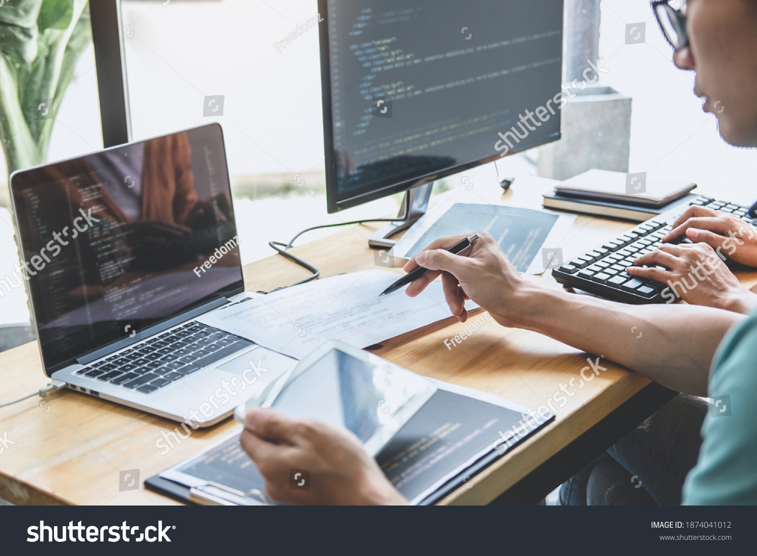 Writing Codes Typing Data Code Technology Stock Photo 1874041012 ...
