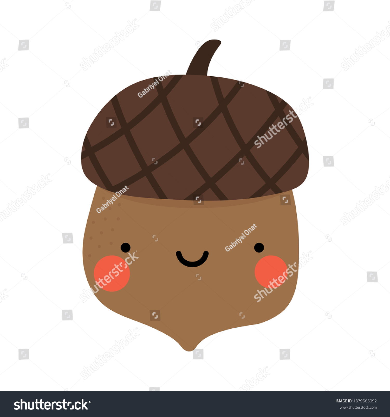 Acorn Kawaii Logo Smiling Face Vector Stock Vector (Royalty Free ...