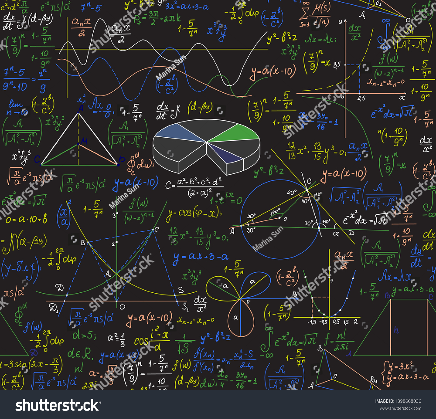 Math Vector Seamless Pattern Multicolored Handwritten Stock Vector Royalty Free 1898668036