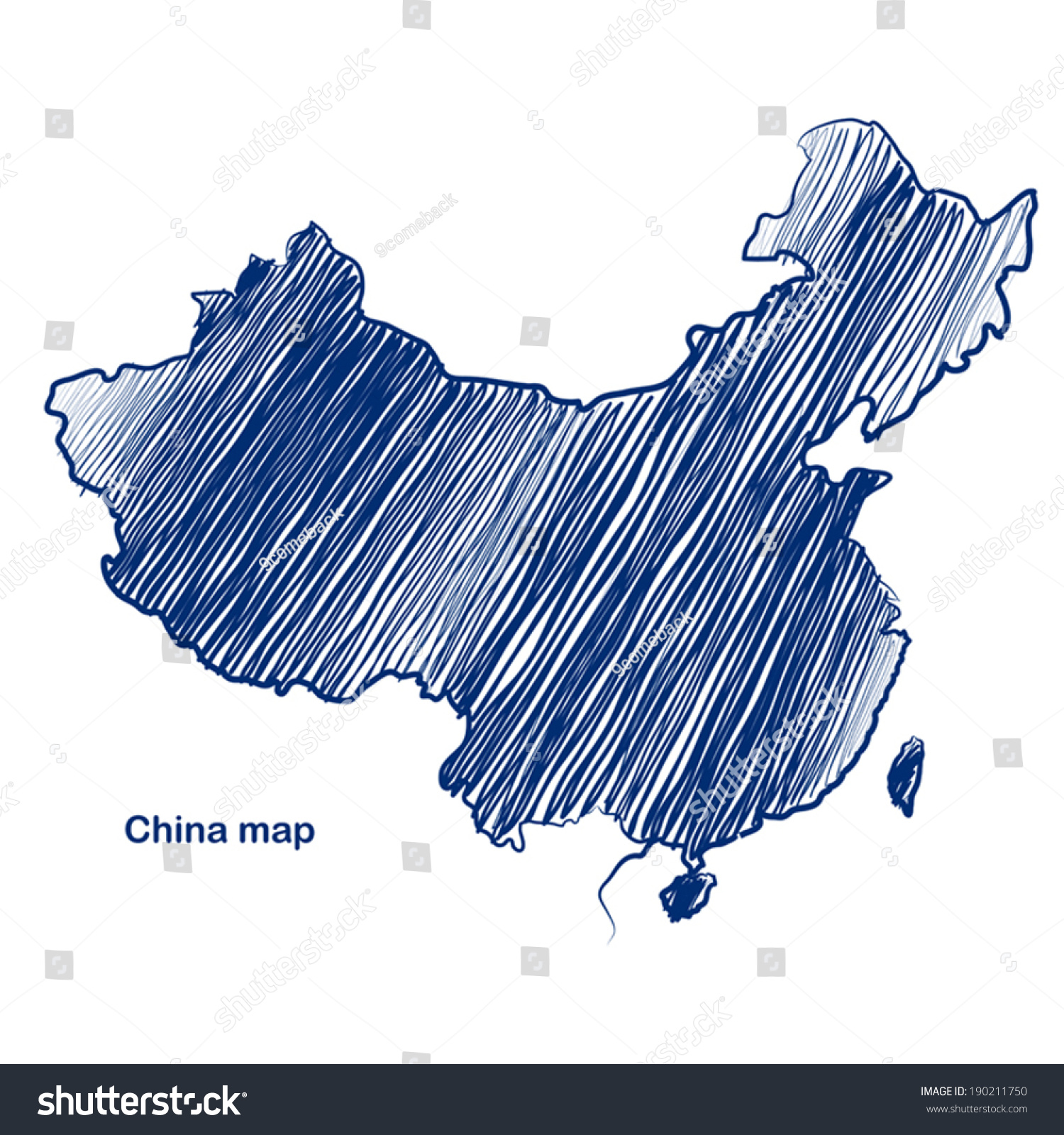 China Map Hand Drawn Background Vectorillustration Stock Vector ...
