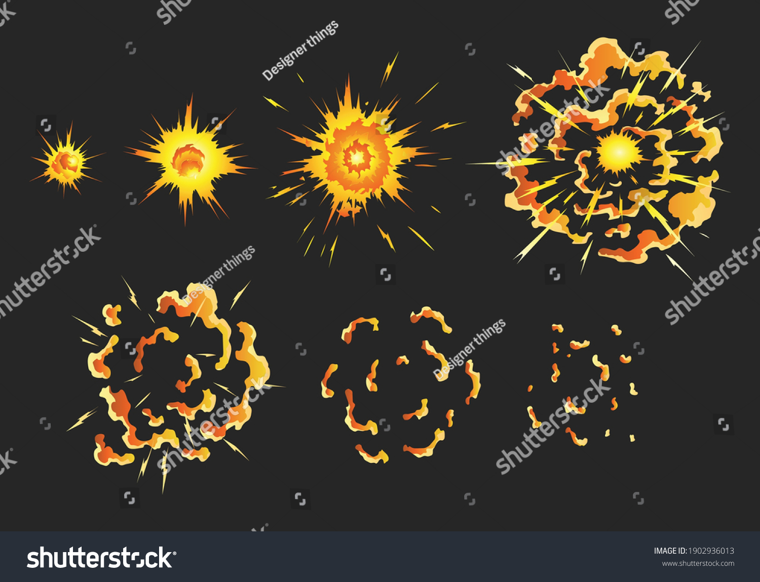 Animation Game Explosion Effect Separate Frames Stock Vector (Royalty Free) 1902936013 ...