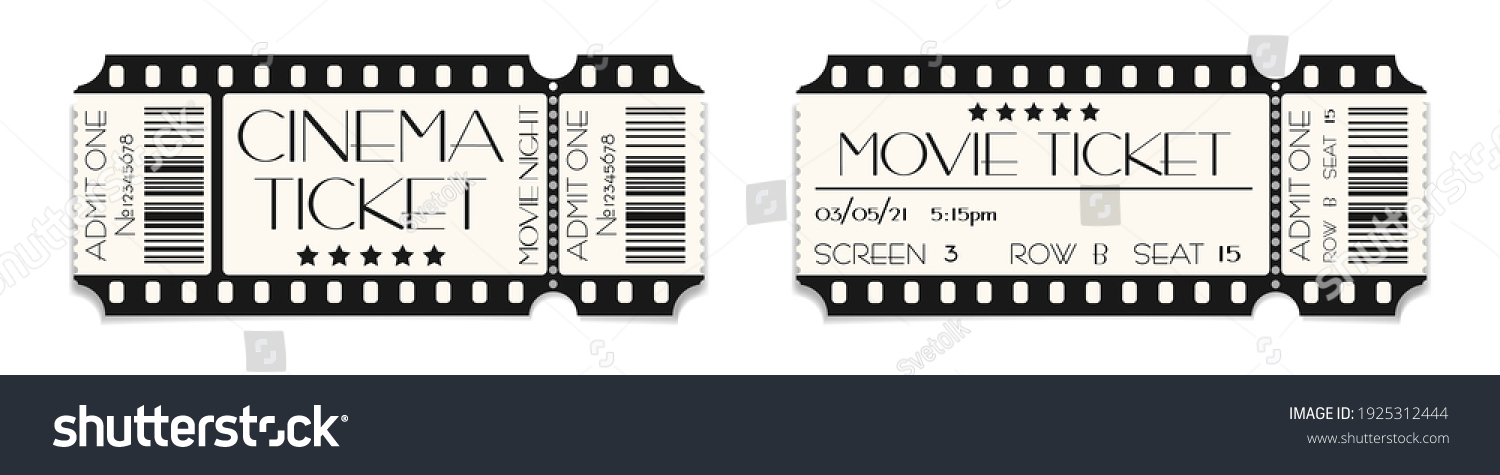Cinema Ticket Template Mockup Barcode Vector Stock Vector (Royalty Free ...