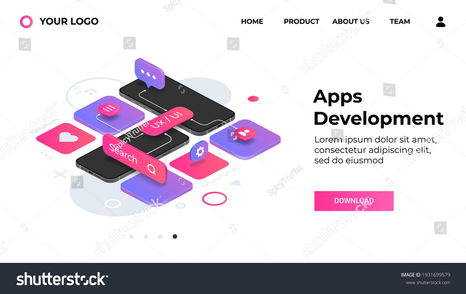 Software Development Landing Page Realistic: Over 33 Royalty-Free Licensable Stock Vectors ...