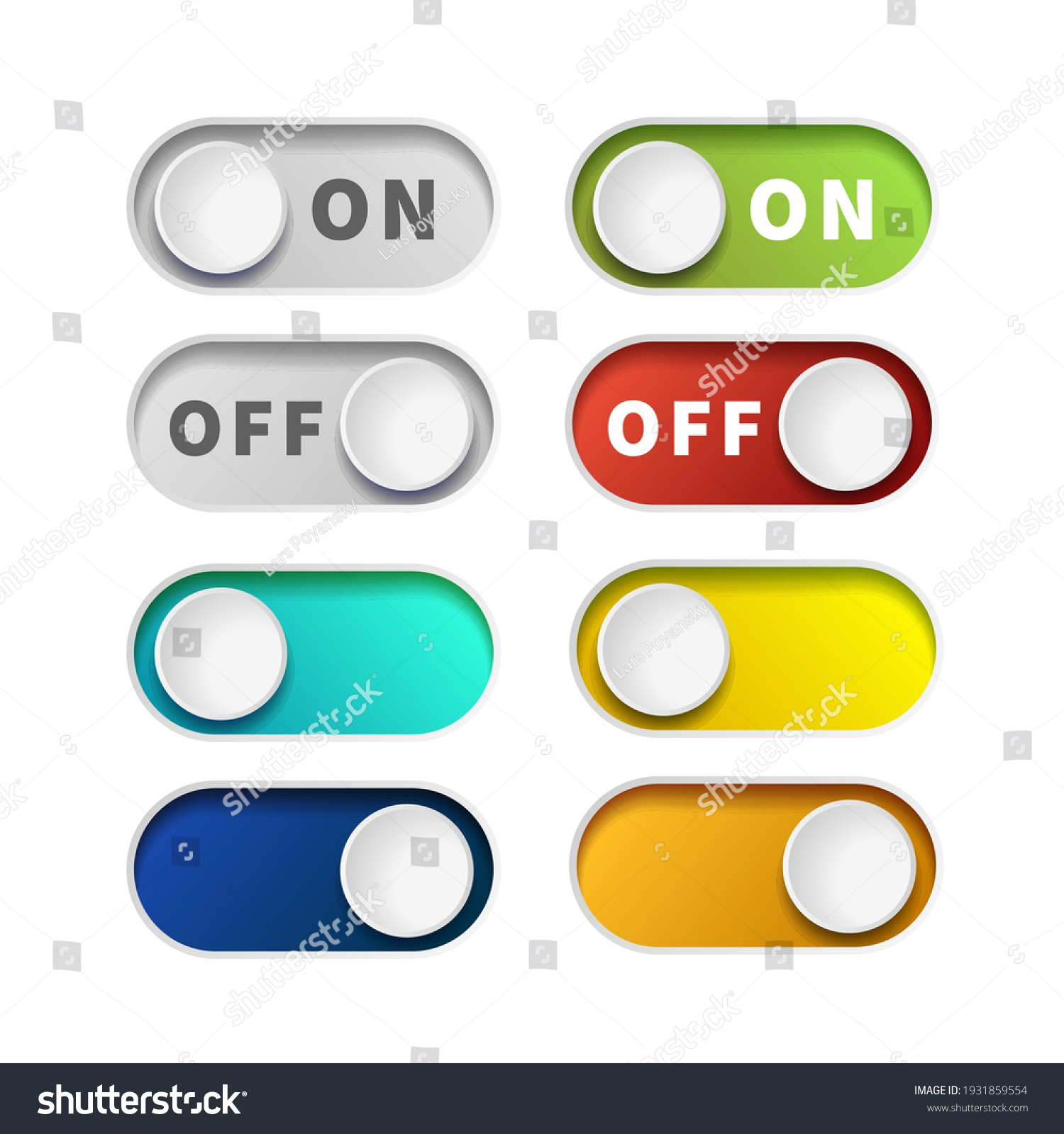 On Off Realistic Toggle Switch Buttons Stock Vector (Royalty Free ...