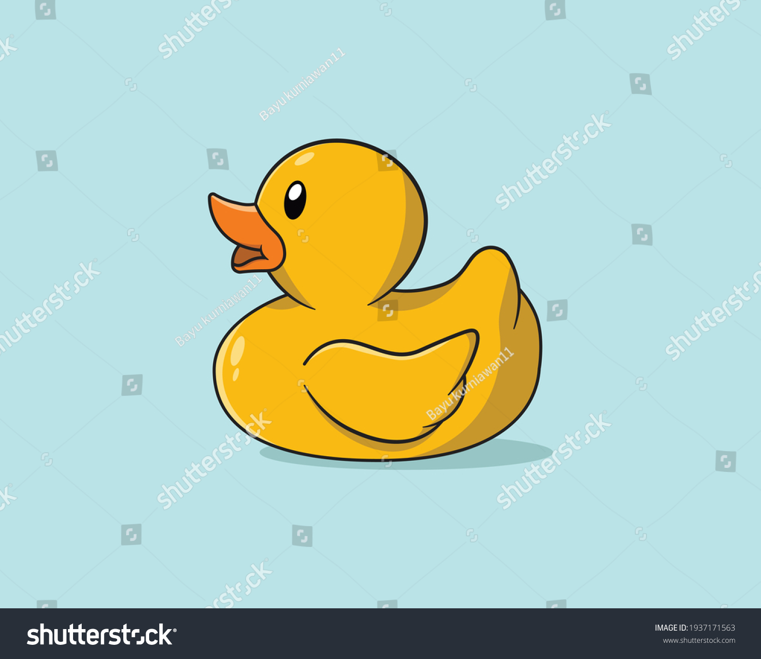 Cute Yellow Rubber Duck Vector Happy Stock Vector (Royalty Free ...