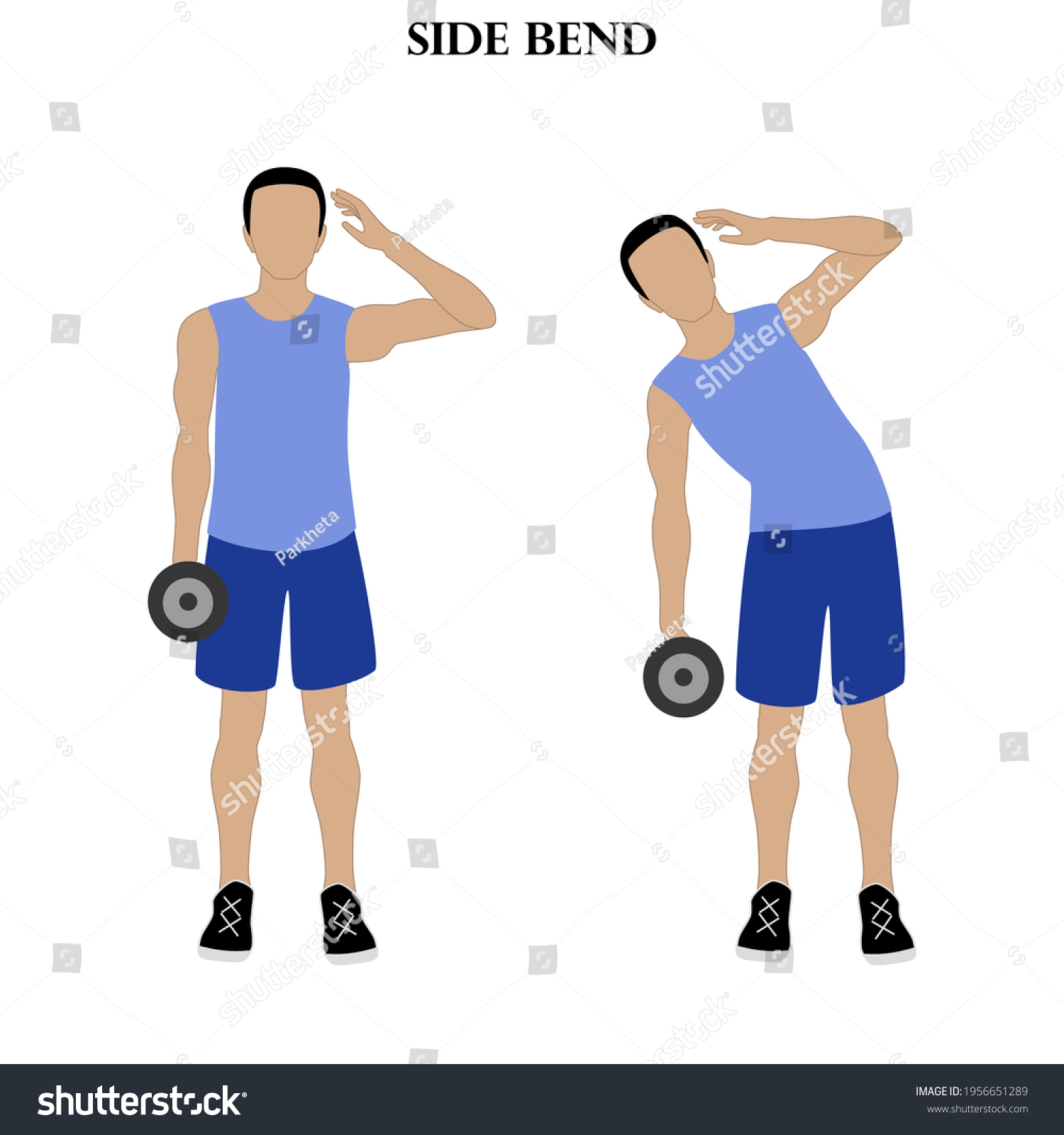 Side Bend Exercise Strength Workout Vector Stock Vector (Royalty Free ...