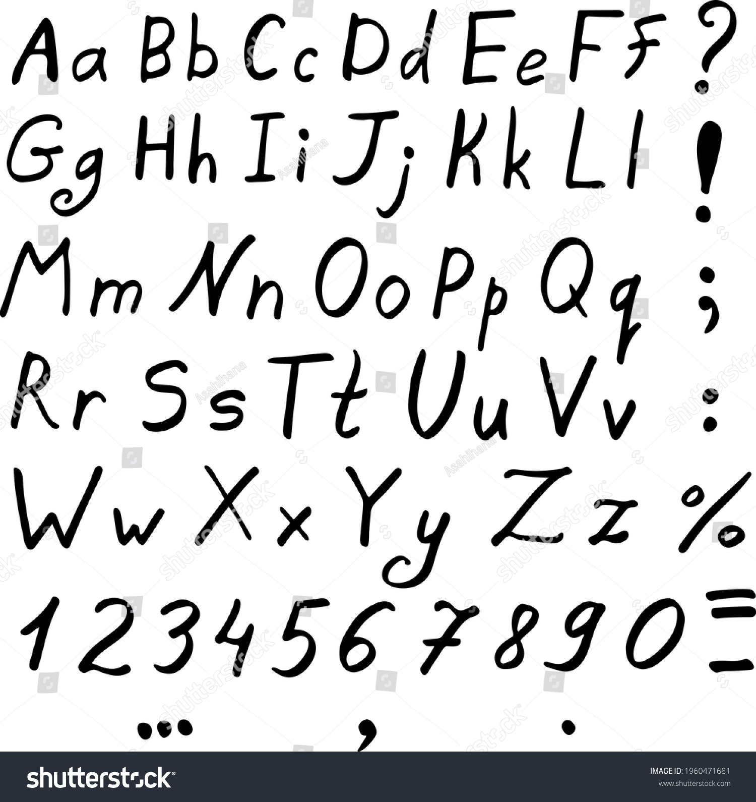 Stylized Black Alphabet Numbers On White Stock Vector (Royalty Free ...