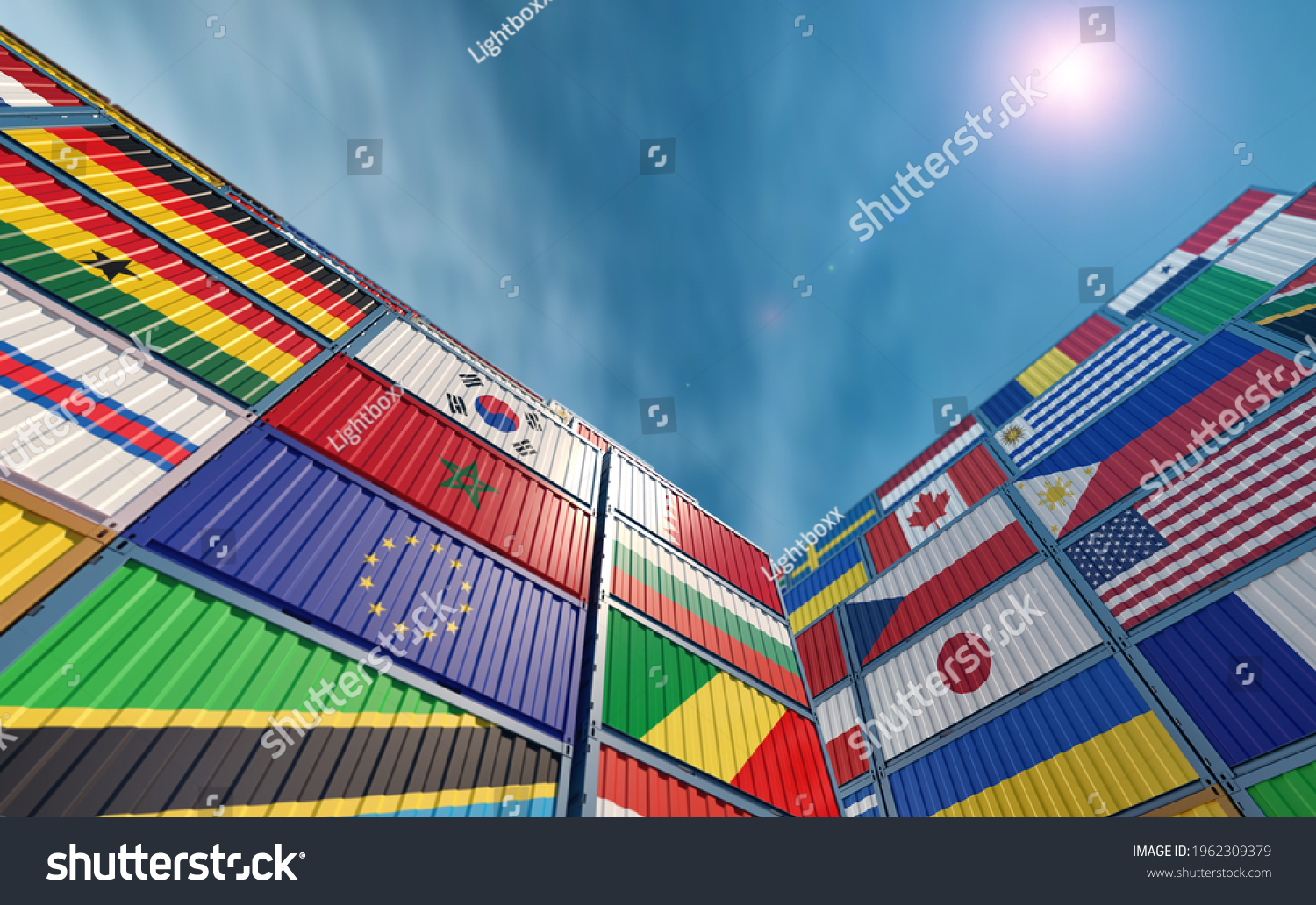 Container Terminal Freight Container Different National Stock ...