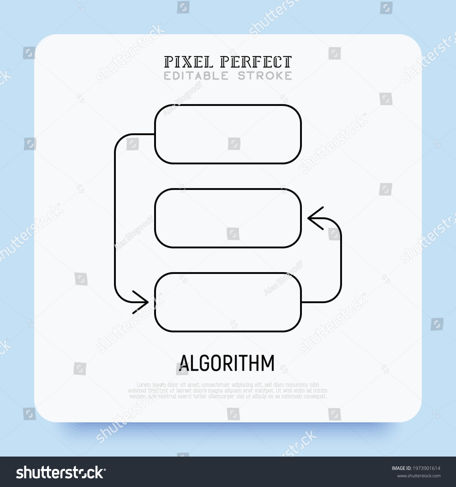 Algorithm Thin Line Icon Flowchart Organization: เวกเตอร์สต็อก (ปลอดค่า ...