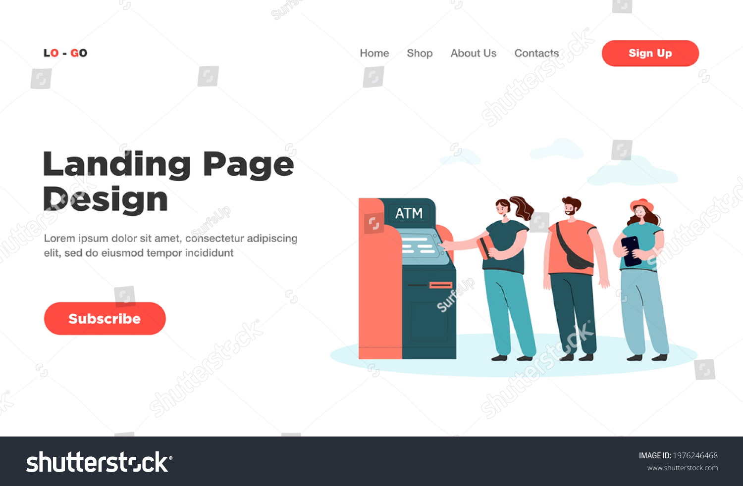 People Standing Queue Flat Vector Illustration Stock Vector (Royalty ...