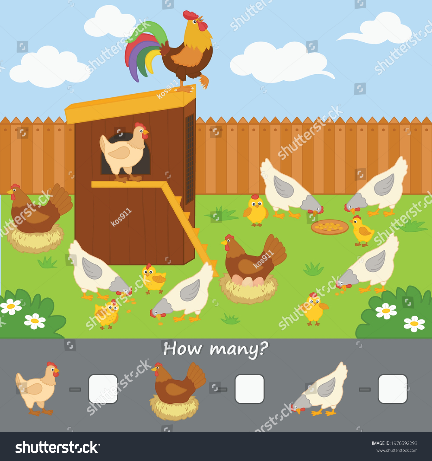 Math Game Kids Count How Many 库存矢量图（免版税）1976592293 | Shutterstock