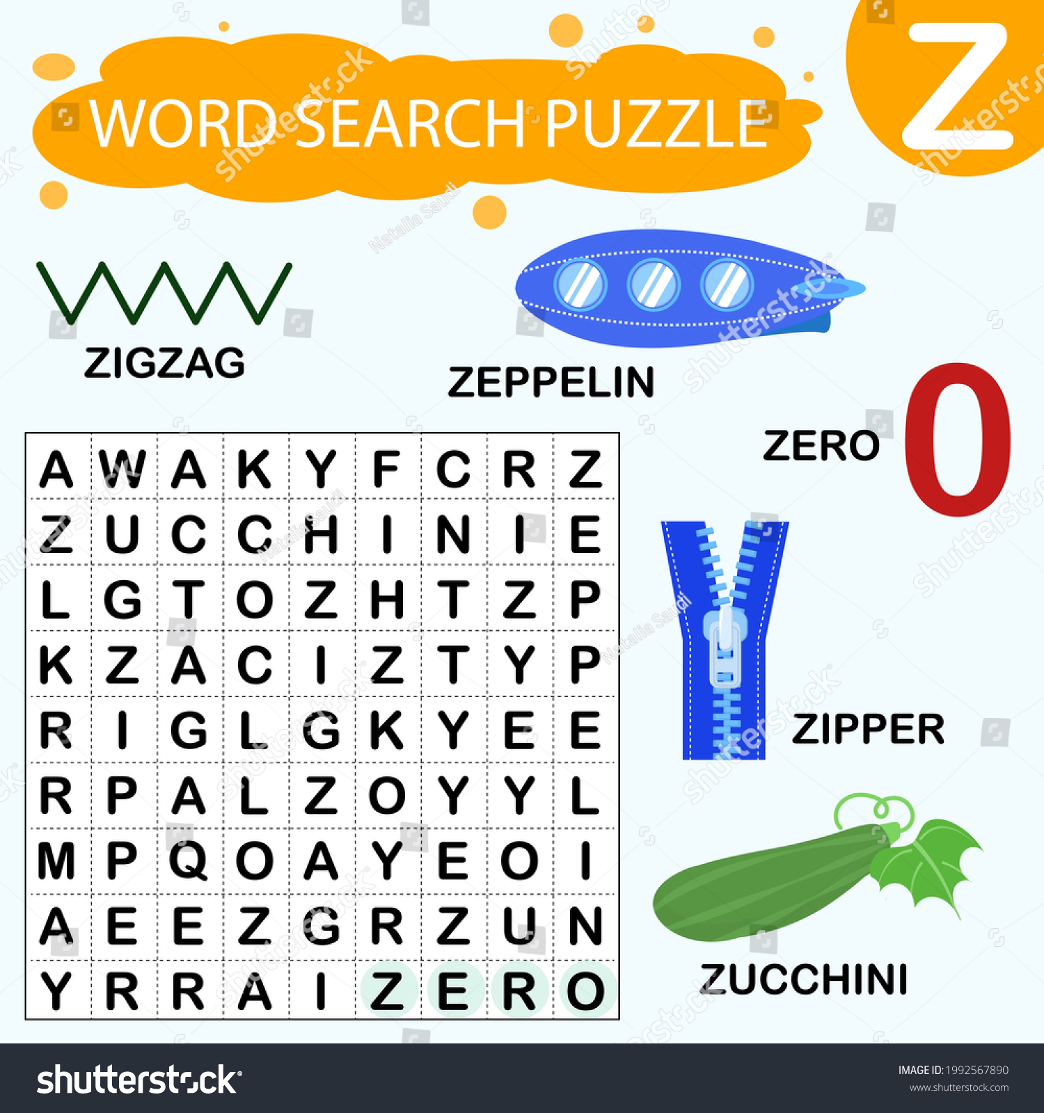 Vector Educational Game Kids Puzzle Finding Stock Vector (Royalty Free ...