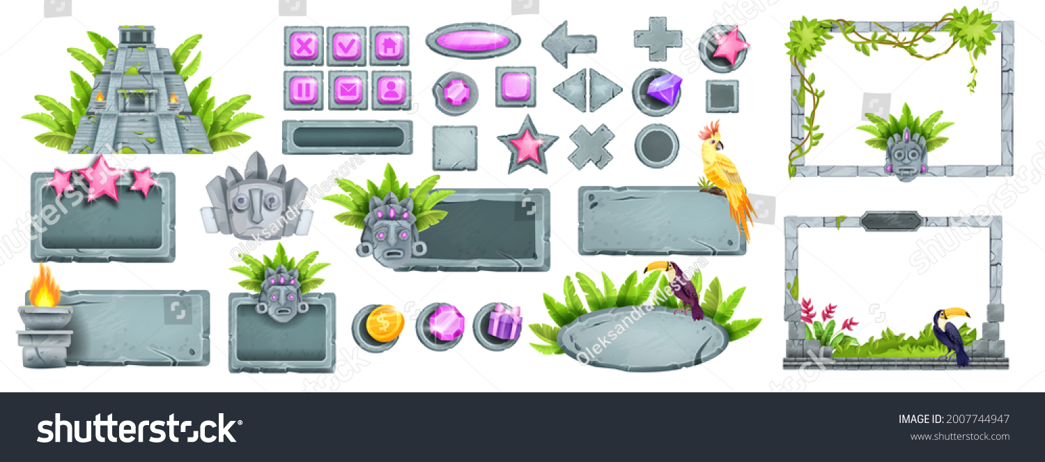 Stone Ui Game Button Set Rock Stock Vector (Royalty Free) 2007744947 | Shutterstock