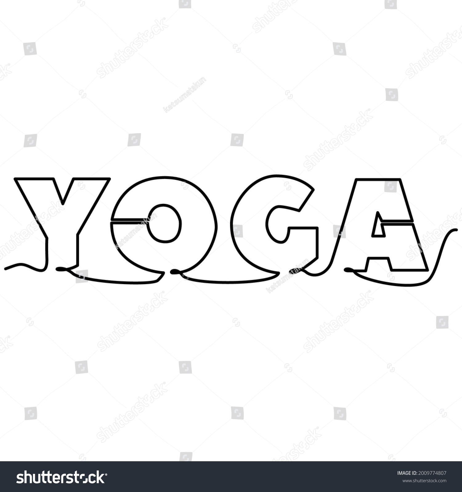 One Line Continuous Drawing Yoga Letter Stock Vector (Royalty Free ...