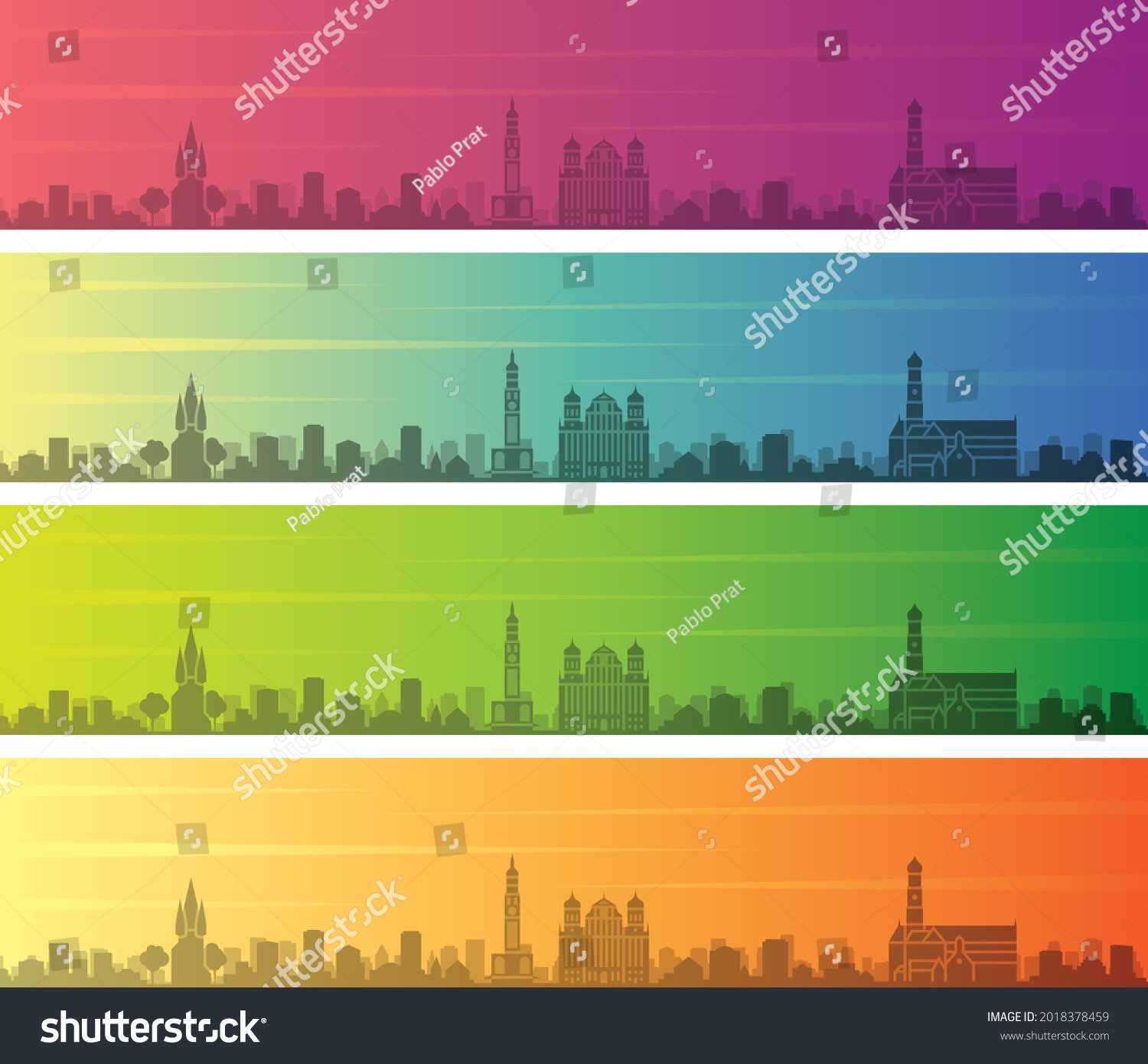 1 Augsburg Multiple Color Gradient Skyline Banner Stock Vectors and ...