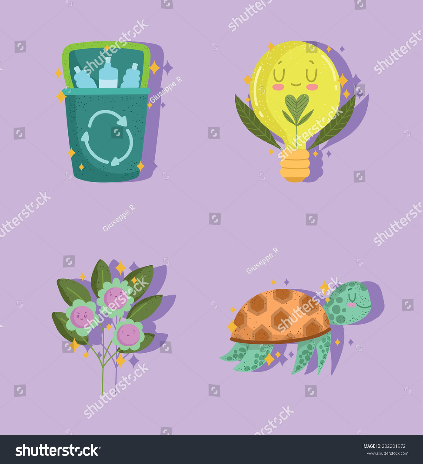 Ecology Recycle Save Planet Icon Set Stock Vector (Royalty Free ...