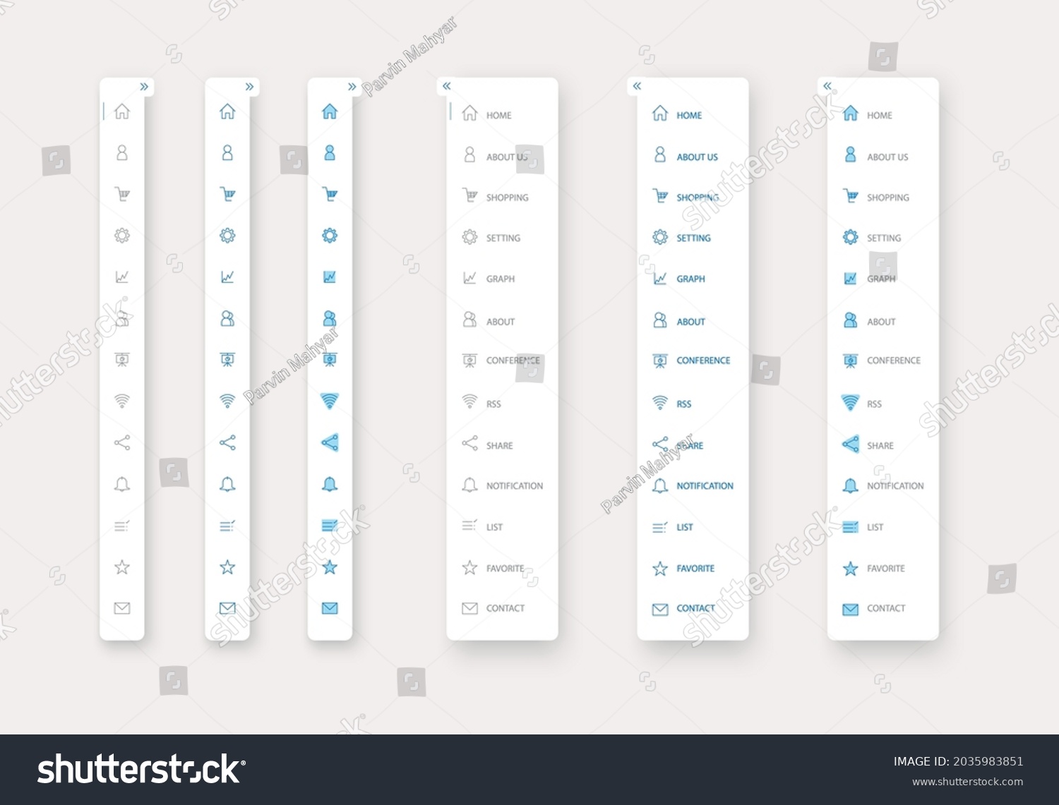 Menú De Navegación Lateral Menú Vectorial Vector De Stock Libre De Regalías 2035983851
