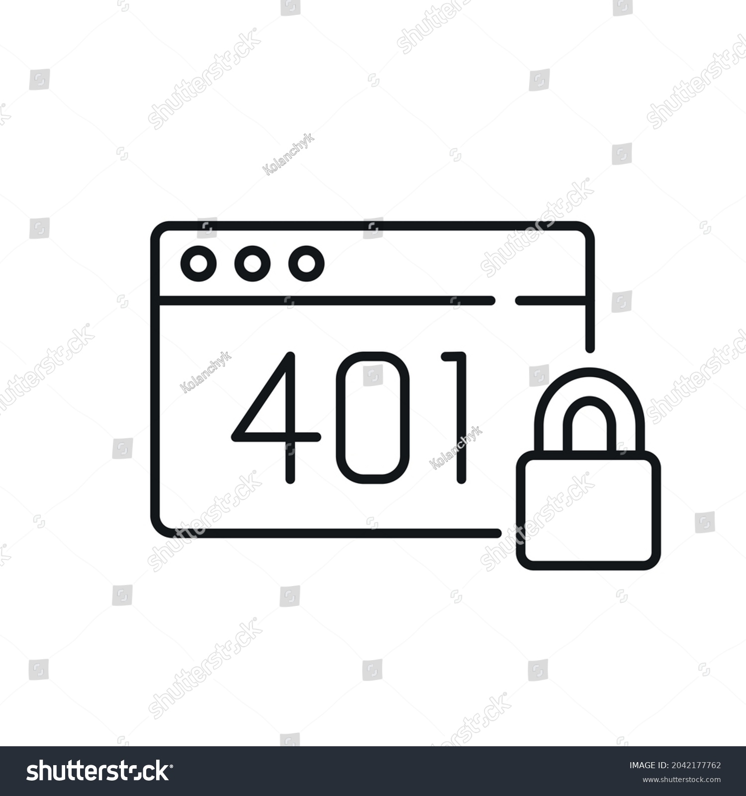 401 Error Linear Icon Website Thin Stock Vector Royalty Free 2042177762 Shutterstock