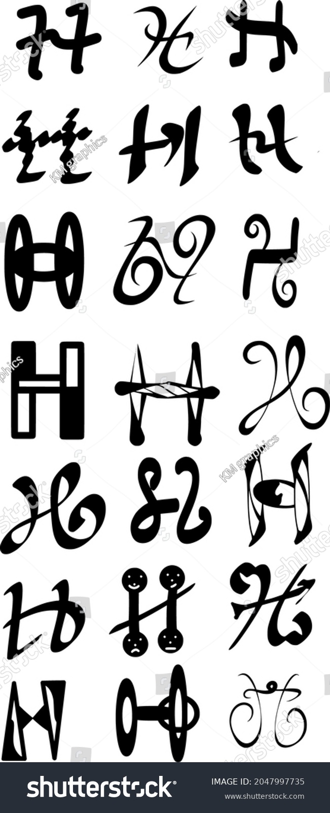 letra 'H' en varios patrones.21 patrones: vector de stock (libre de regalías) 2047997735 ...
