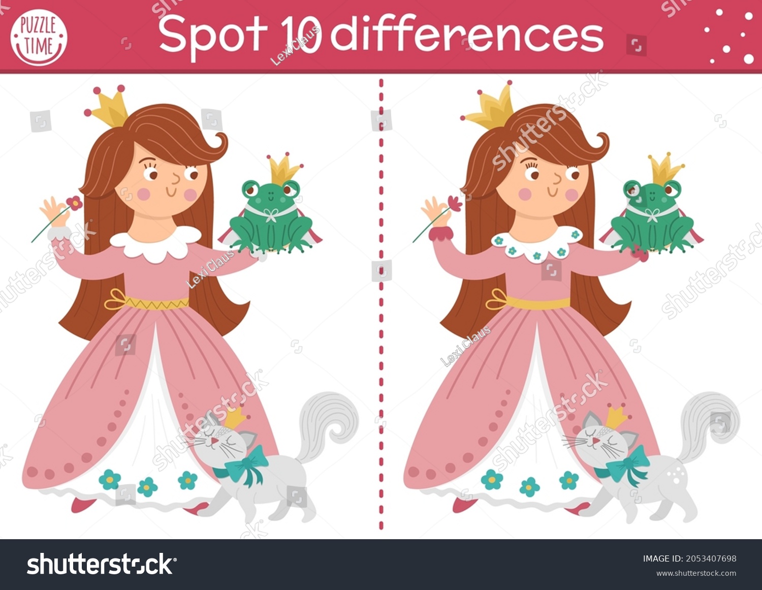 Find Differences Game Children Fairytale Educational Stock Vector ...