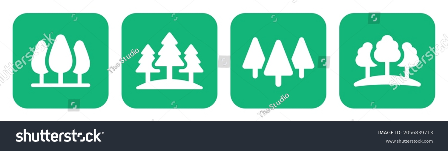 Forest Park Trees Icon Set Natural Stock Vector Royalty Free 2056839713 Shutterstock