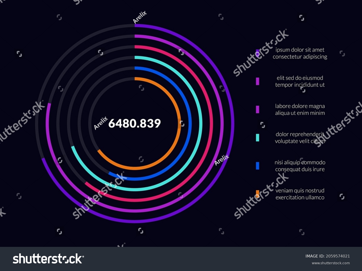Modern Dashboard Infographic Data Visualization Pie Stock Vector ...