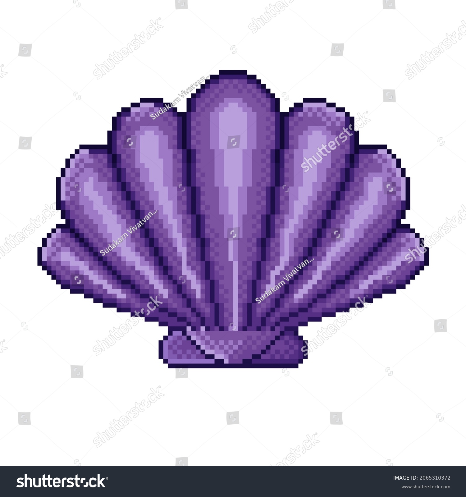 Shell Icon Pixel Art Clam Pixel Stock Vector (Royalty Free) 2065310372 ...