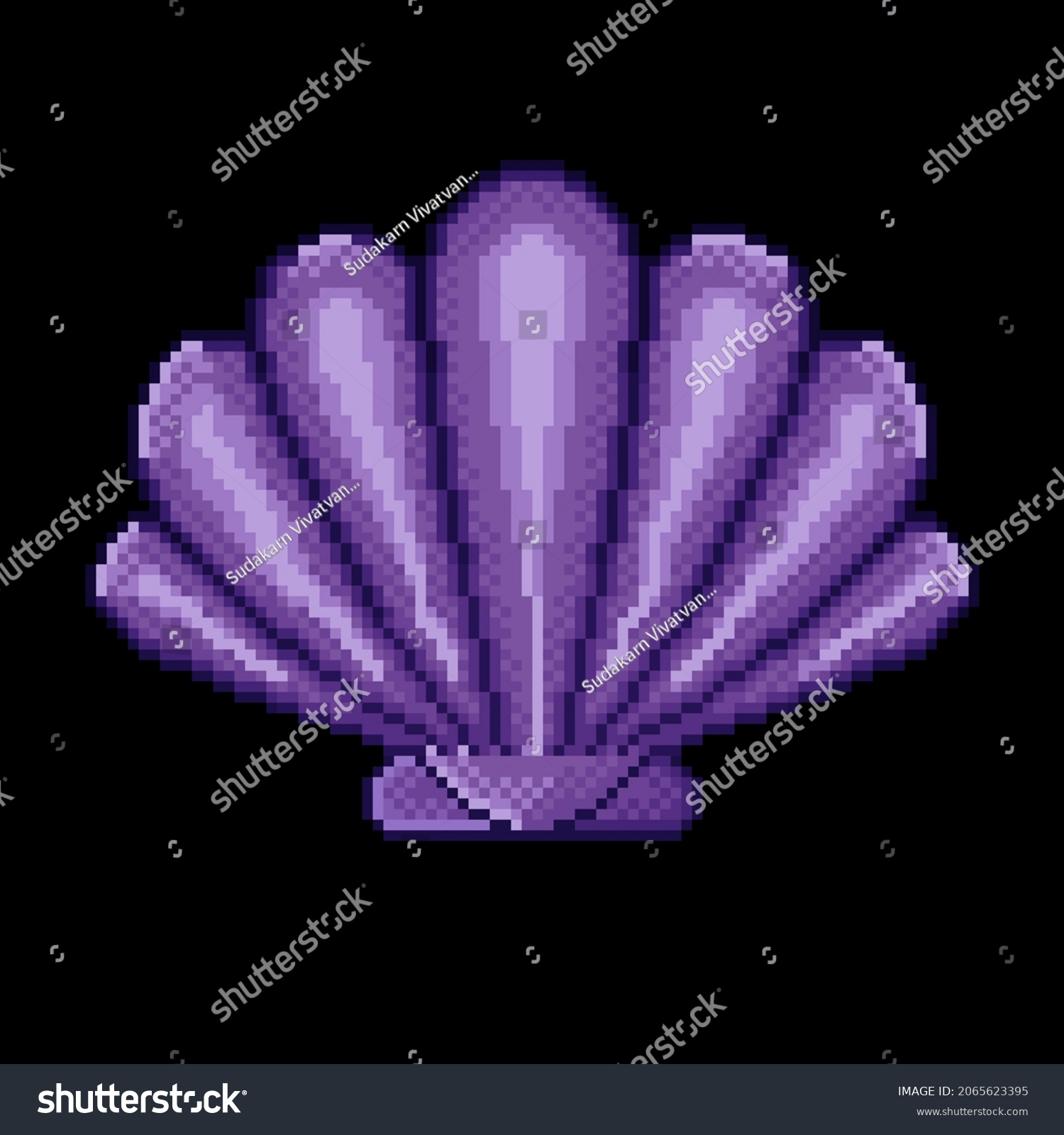 Shell Icon Pixel Art Clam Pixel Stock Vector (Royalty Free) 2065623395 ...