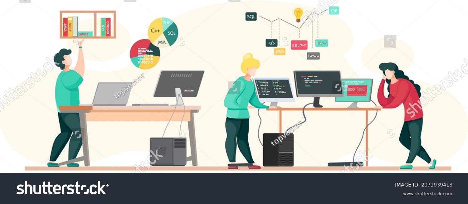 Programmer Engineering Coding Programmer Working On เวกเตอร์สต็อก ปลอดค่าลิขสิทธิ์ 2071939418