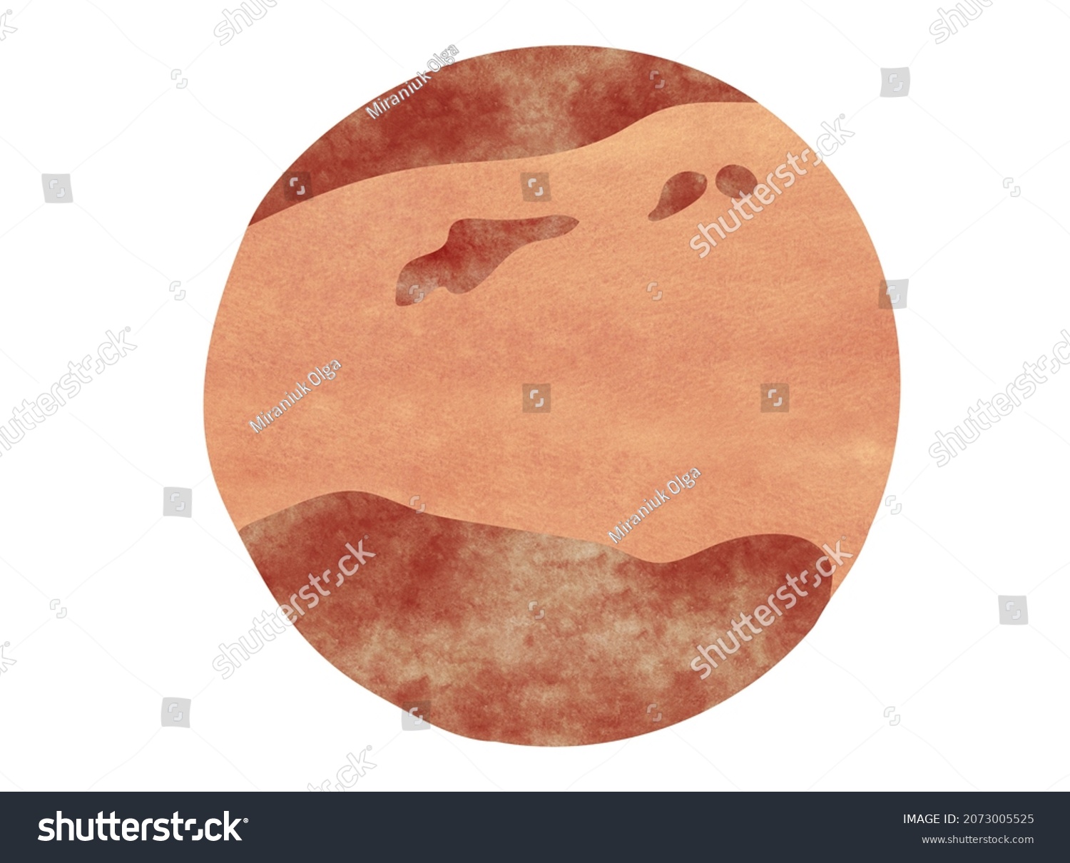 Watercolor Hand Drawn Illustration Mars Planet Stock Illustration ...