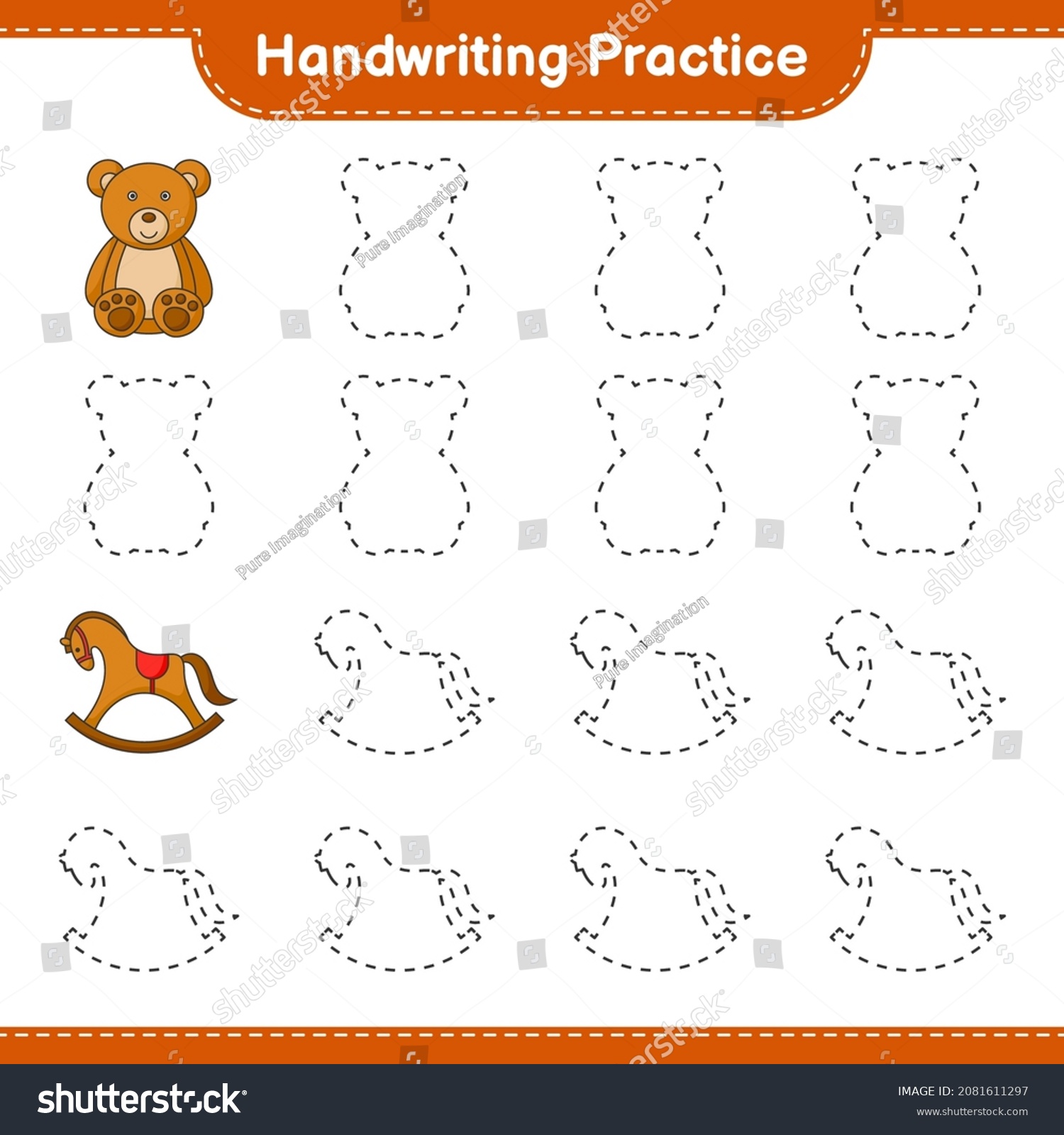 Handwriting Practice Tracing Lines Teddy Bear: เวกเตอร์สต็อก (ปลอดค่า ...