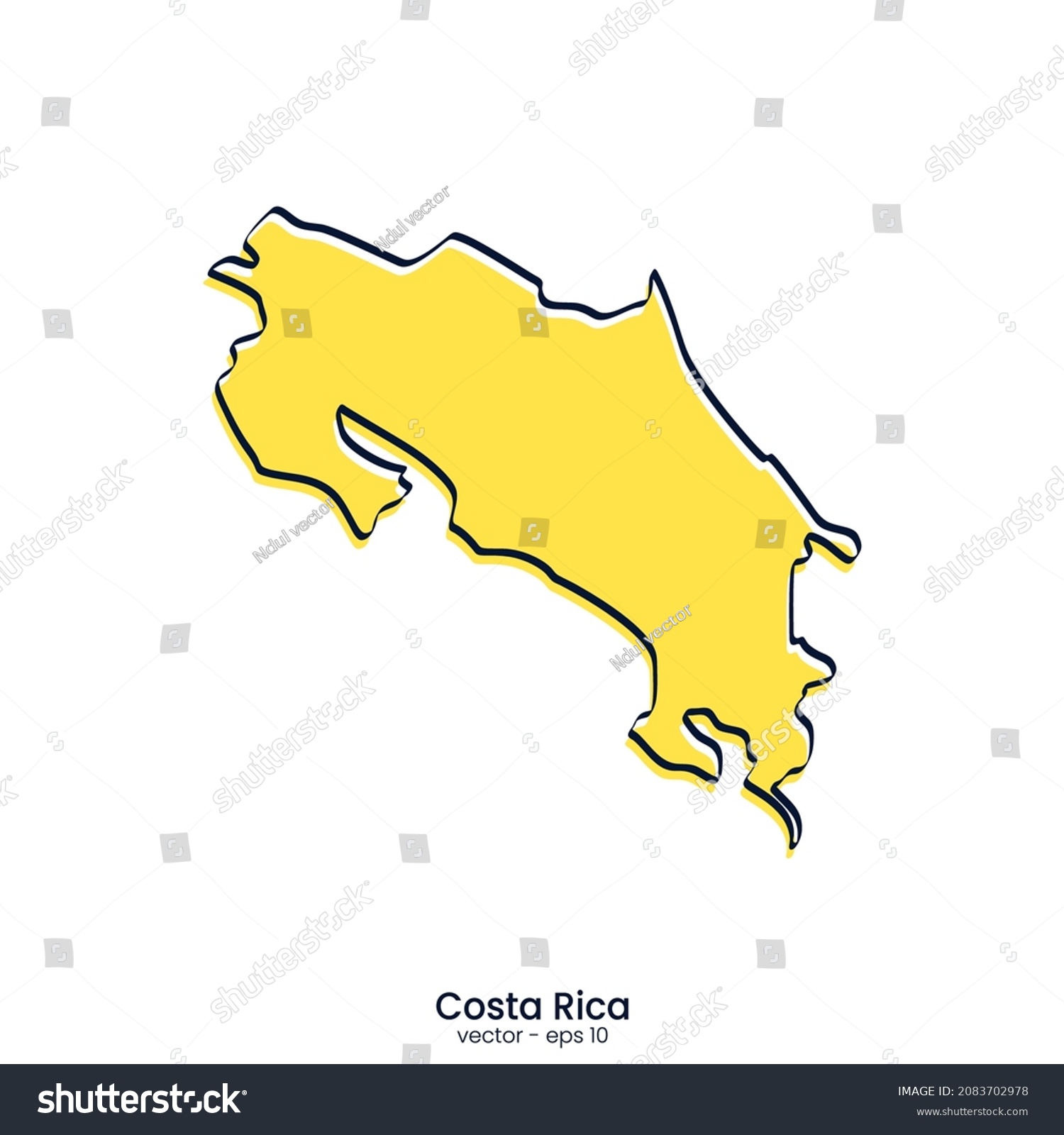 Costa Rica Map Vector Illustration Template Stock Vector (Royalty Free ...