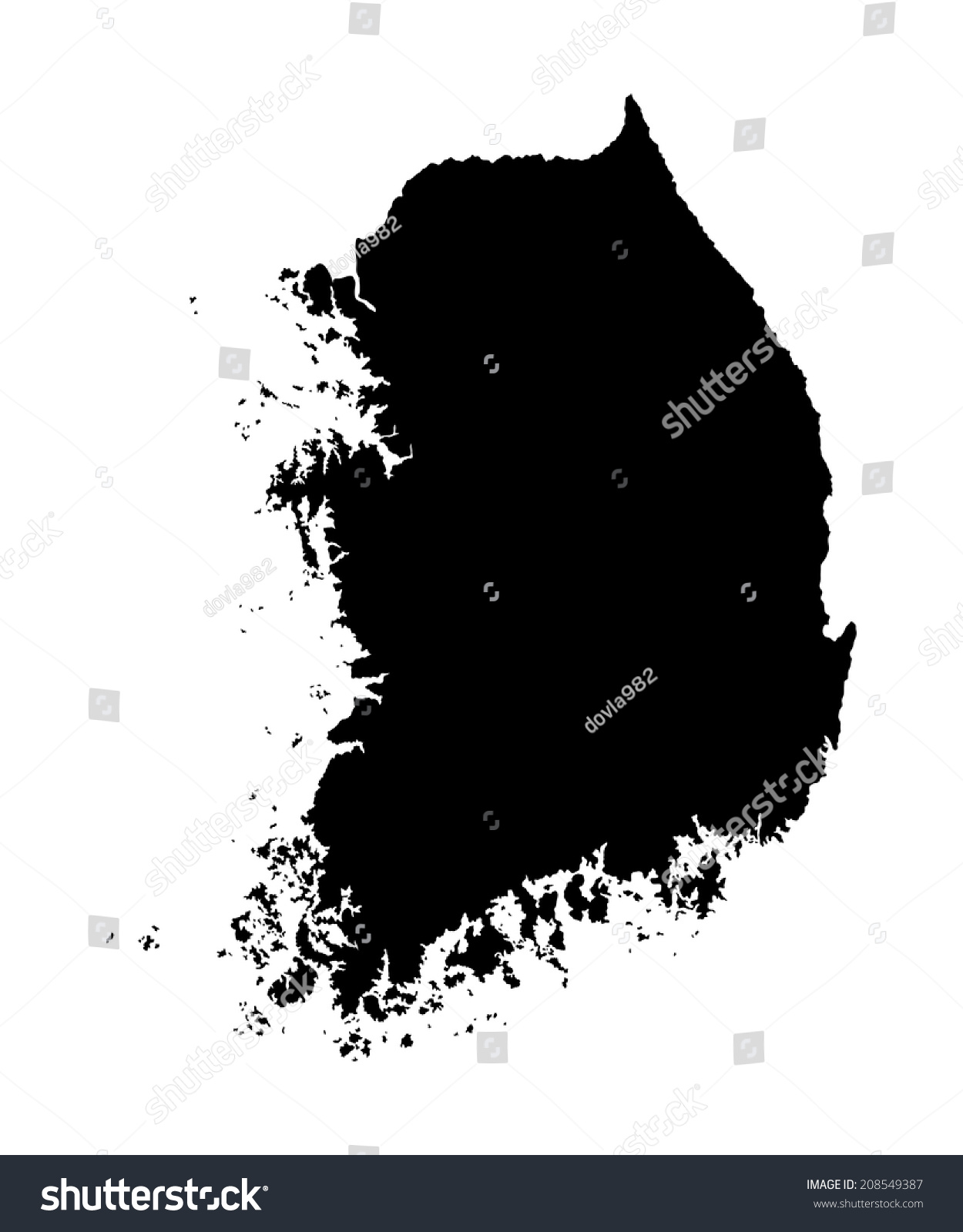 South Korea Vector Map Silhouette High Stock Vector (Royalty Free ...