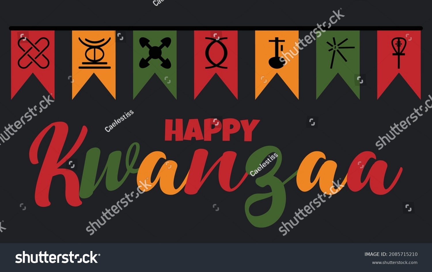 Happy Kwanzaa Banner Cute Festive Flags Stock Vector (Royalty Free ...