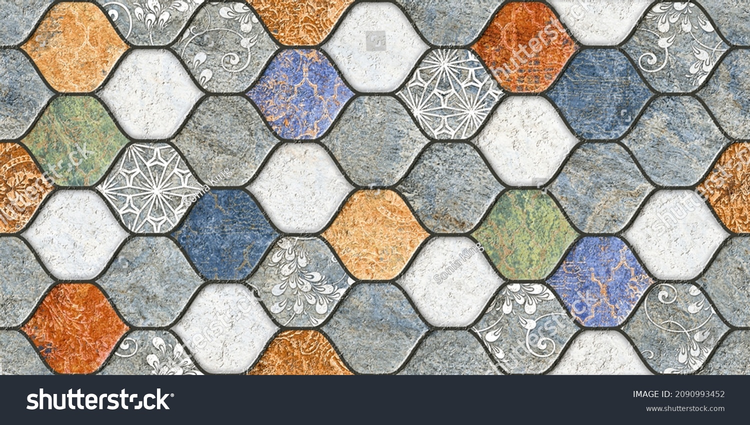 Digital Wall Tiles Design High Resolution Stock Illustration 2090993452 ...
