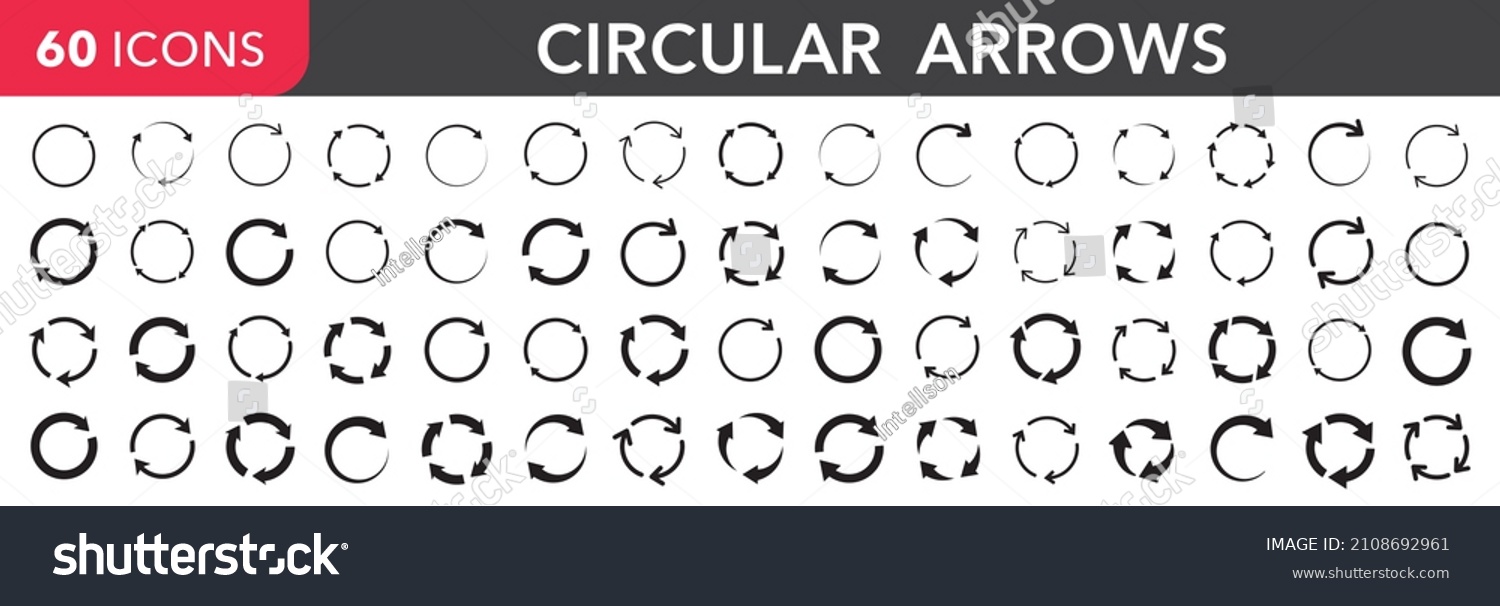 17 Set Circle Arrows Rotating On White Background Refresh Reload Recycle Loop Rotation Sign