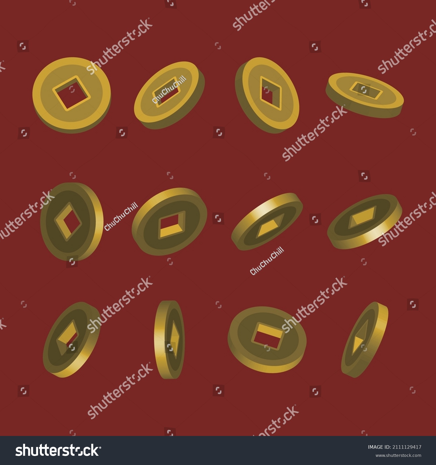 Chinese Coins Vector Various Angles Stock Vector (Royalty Free ...