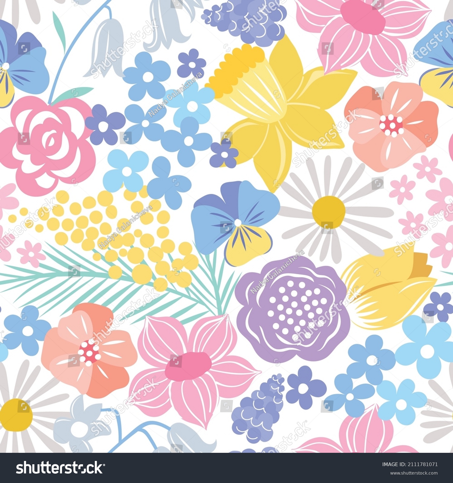 Spring Flower Seamless Pattern Spring Floral Stock Vector (Royalty Free ...