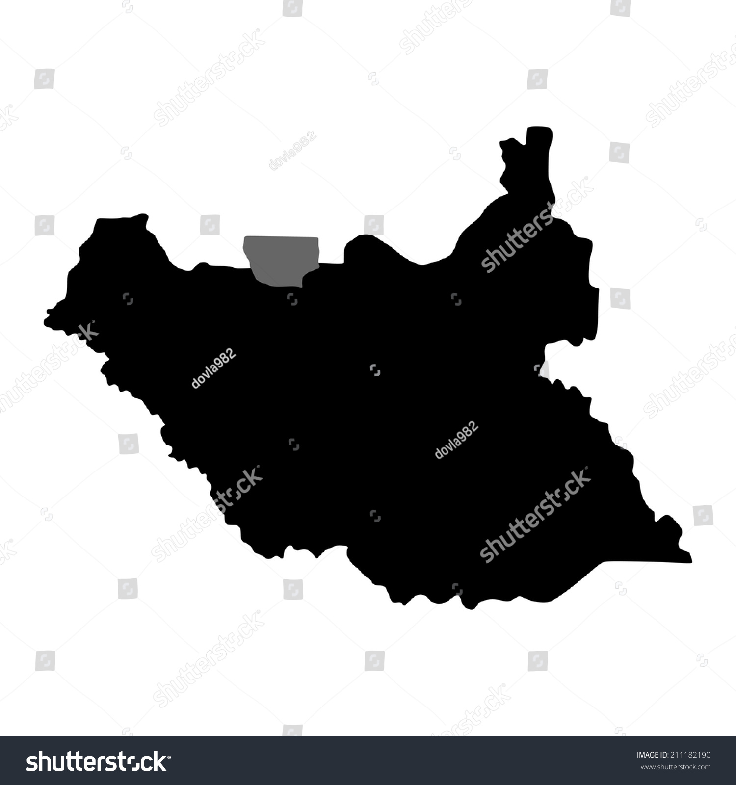 Republic South Sudan Vector Map Silhouette Stock Vector (Royalty Free ...