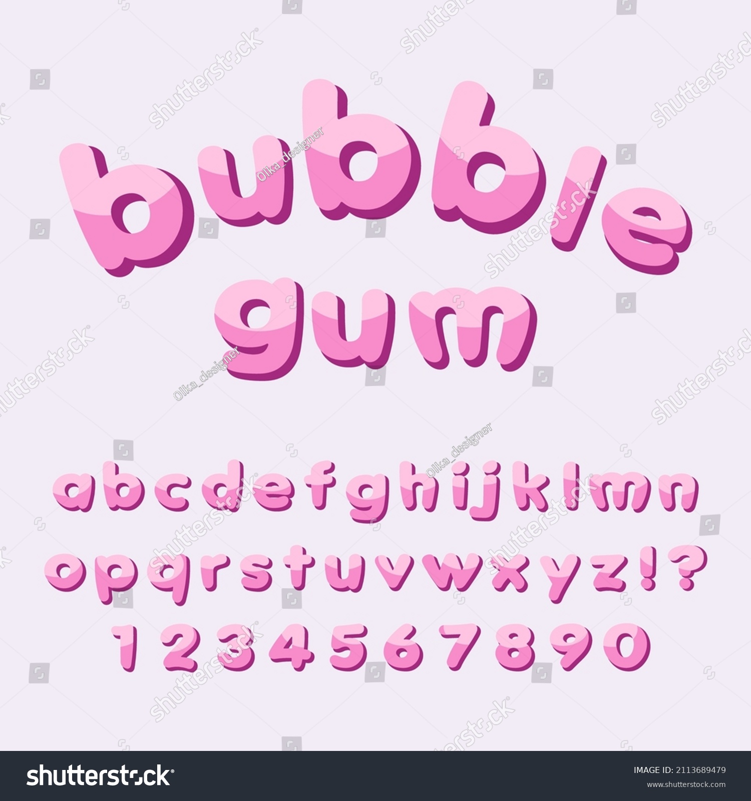 Font Bubble Gum Vector Set Pink Stock Vector (Royalty Free) 2113689479 ...