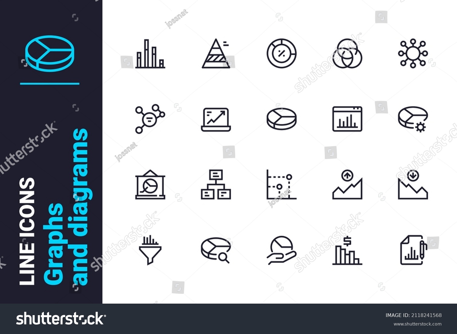 Report Using Graphs Diagrams Icons Set Stock Vector (Royalty Free ...